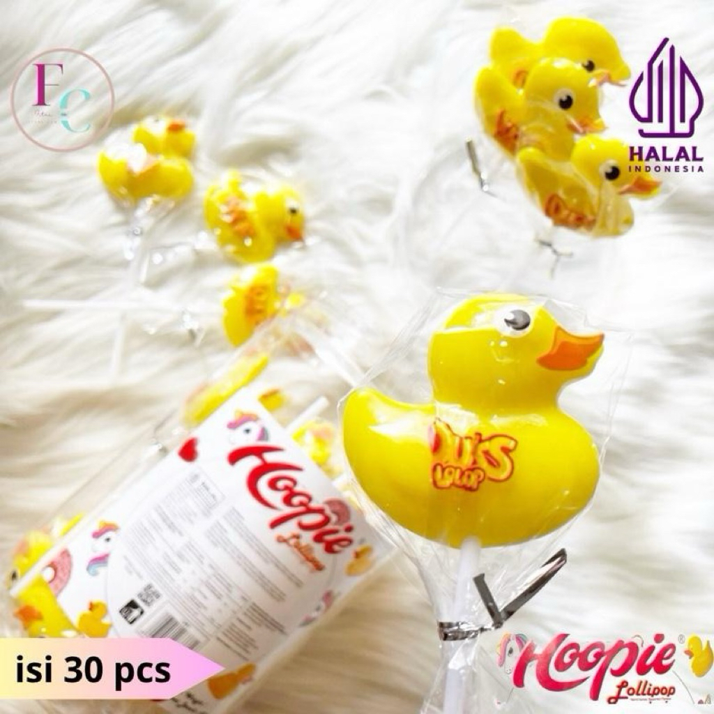 Jual Permen Lolipop Hoopie Rasa Buah Bentuk Bebek isi 30 pcs Toples ...