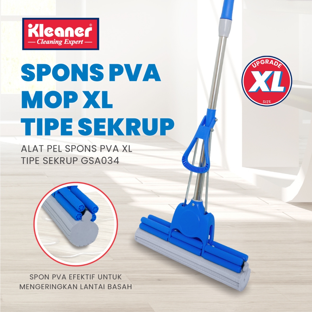 Jual Kleaner Alat Pel Pembersih Lantai Spons PVA Tipe Sekrup Floor Mop ...