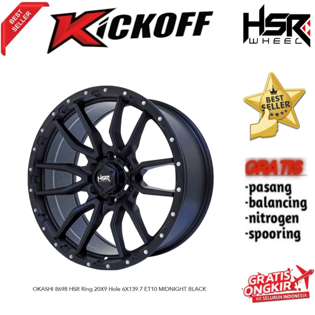 Jual Velg Mobil HSR Okashi R20 6 Lubang Hitam Buat Pajero Fortuner ...