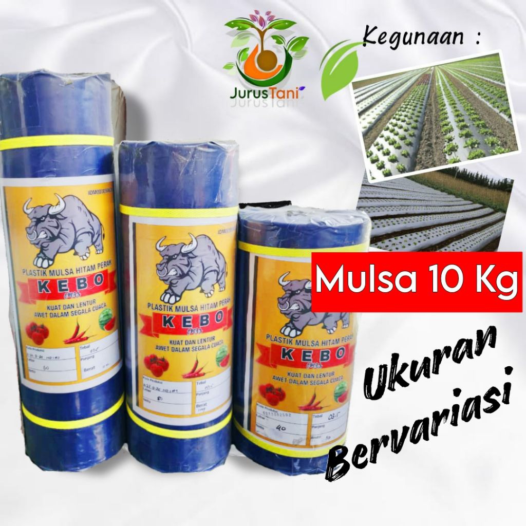 Jual Plastik Mulsa Hitam Perak 1 Roll 10 Kg/Mulsa Pertanian cap Kebo ...