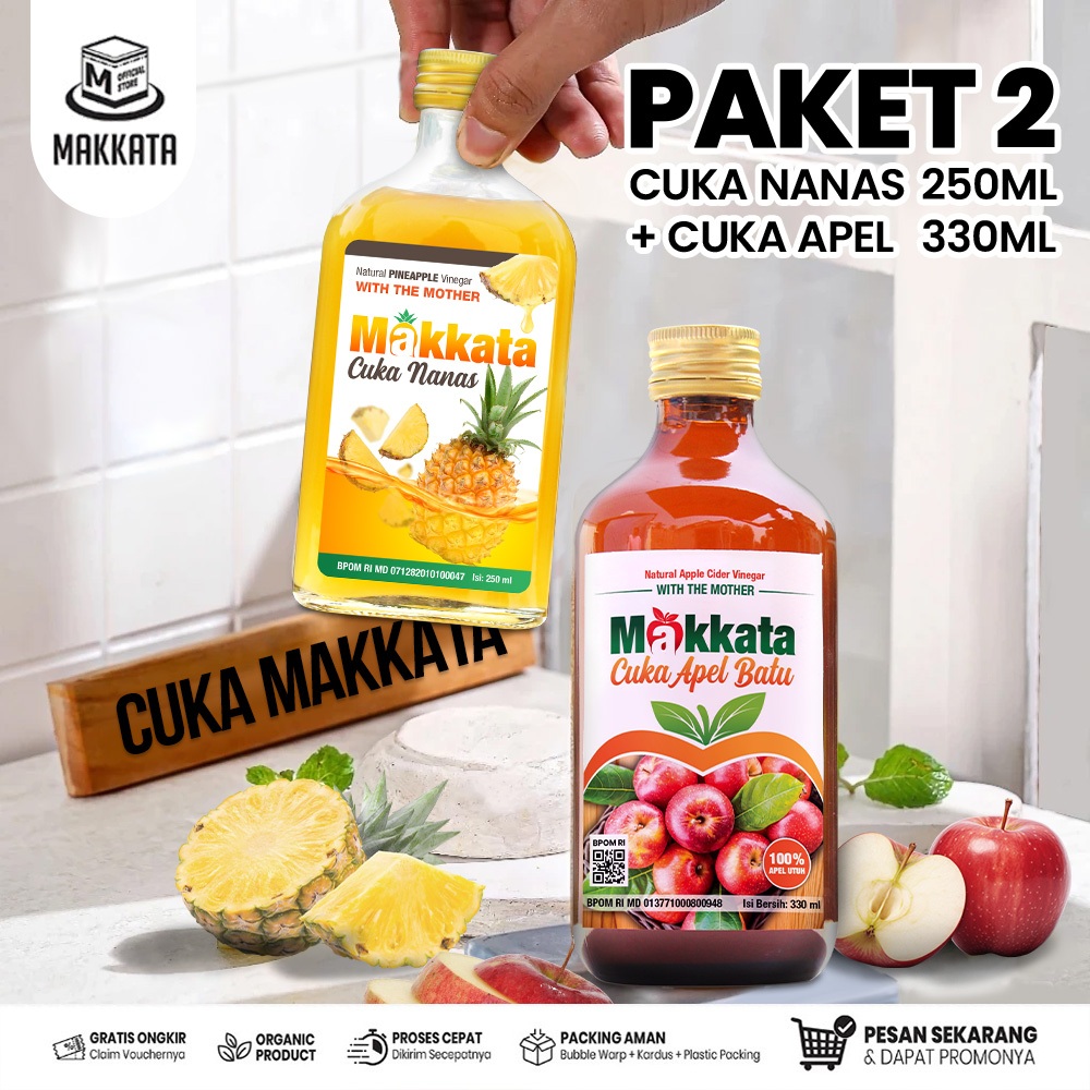 Jual MAKKATA Paket Cuka Makkata Cuka Apel & Cuka Nanas Organic With The ...