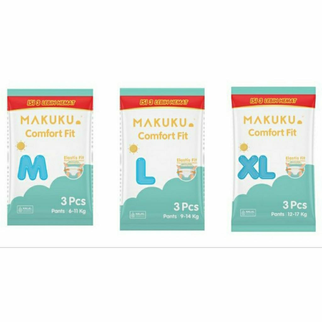Jual Makuku Comfort Fit Pants / Pampers Makuku Sachet / M3 / L3 / XL3 ...