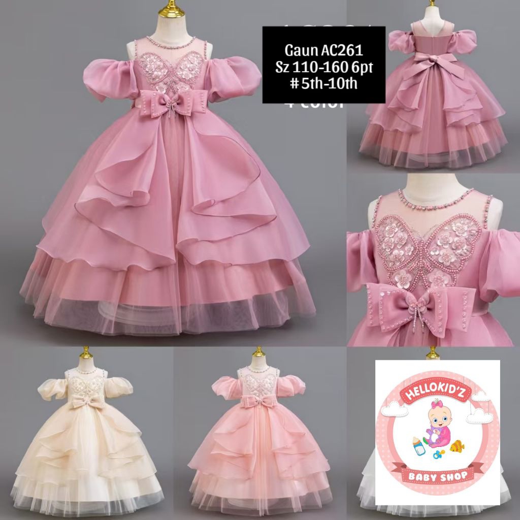 Jual GAUN PESTA SATIN BRIDAL ANAK 5-10TAHUN/GAUN NATAL MEWAH ANAK/GAUN ...