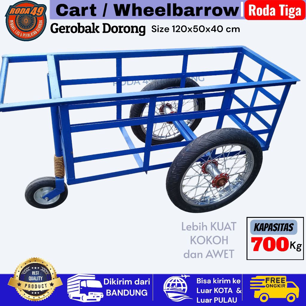 Jual Gerobak Roda tiga / Gerobak Serbaguna / Gerobak Dorong ukuran P ...