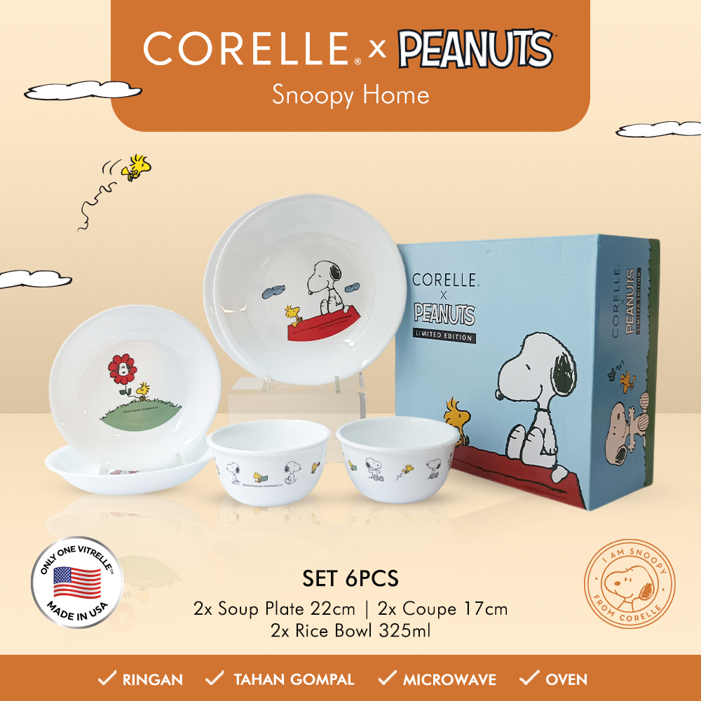 Jual Corelle Snoopy Dinner Set Plate & Bowl / Set Piring Makan / Set ...