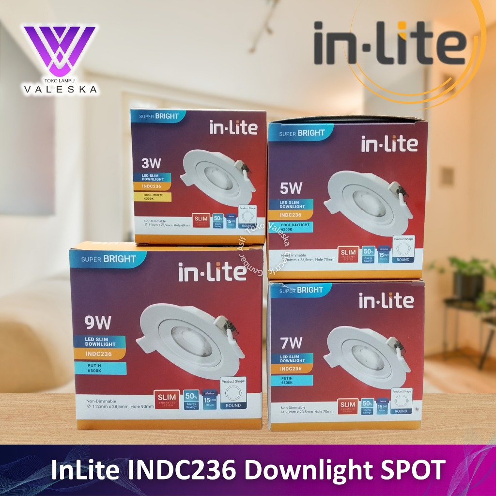 Jual INDC236 InLite In Lite In-Lite Super Bright LED Slim Downlight SPOT Inbow Tanam Plafon 3W ...