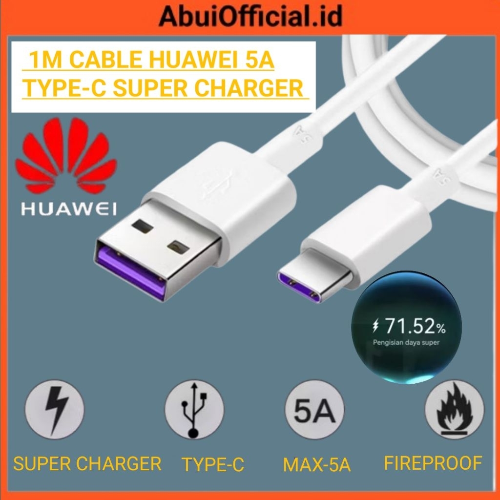 Jual Kabel Data Huawei USB Type C 5A Super Charge P30 / P30 Pro / P10 ...