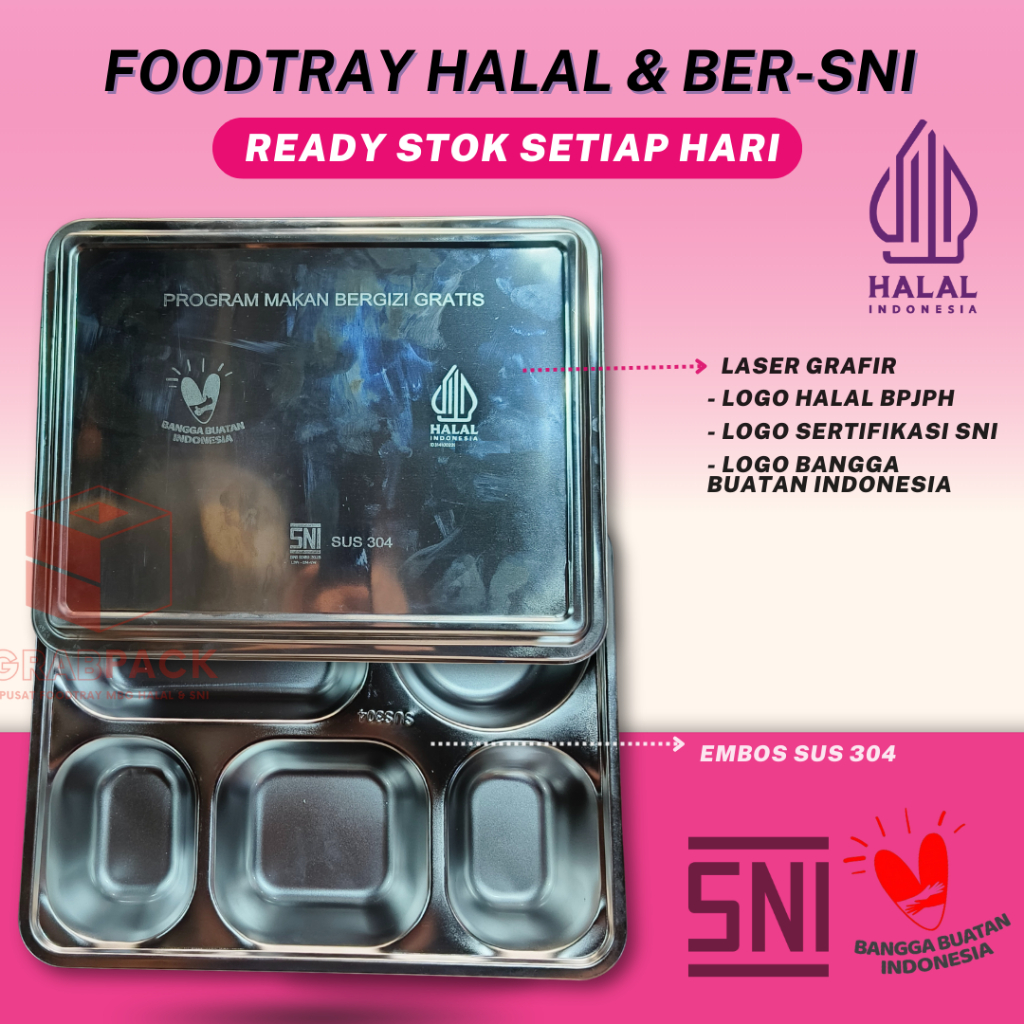 Jual Food tray SNI Bersertifikat Halal Bahan Asli Stainless Steel Sus ...