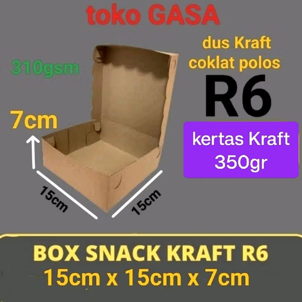 Jual kerdus coklat dos kraft R6 kue jajan roti ukuran 15x15x7 coklat ...