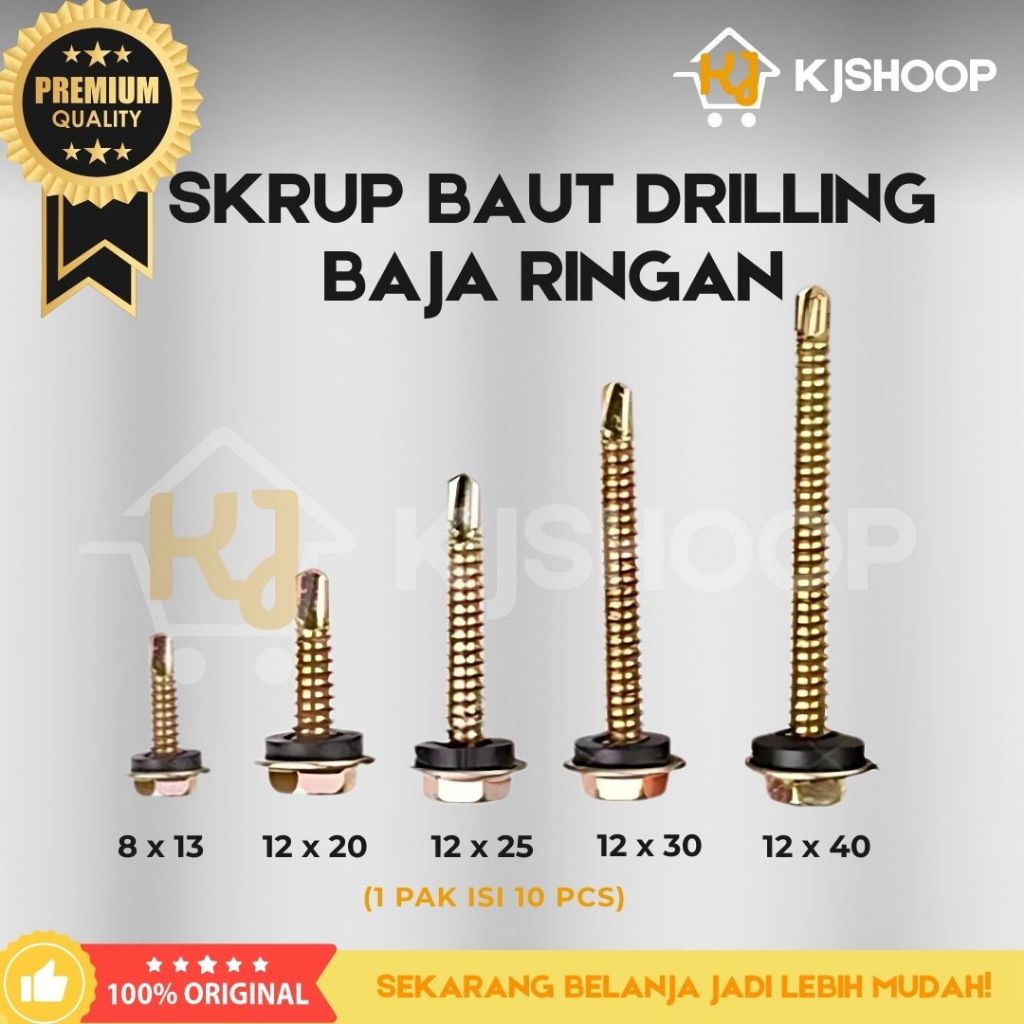Jual SKRUP DRILLING BAJA RINGAN - 1 Pak Isi 10 Baut Sekrup Self Driling ...