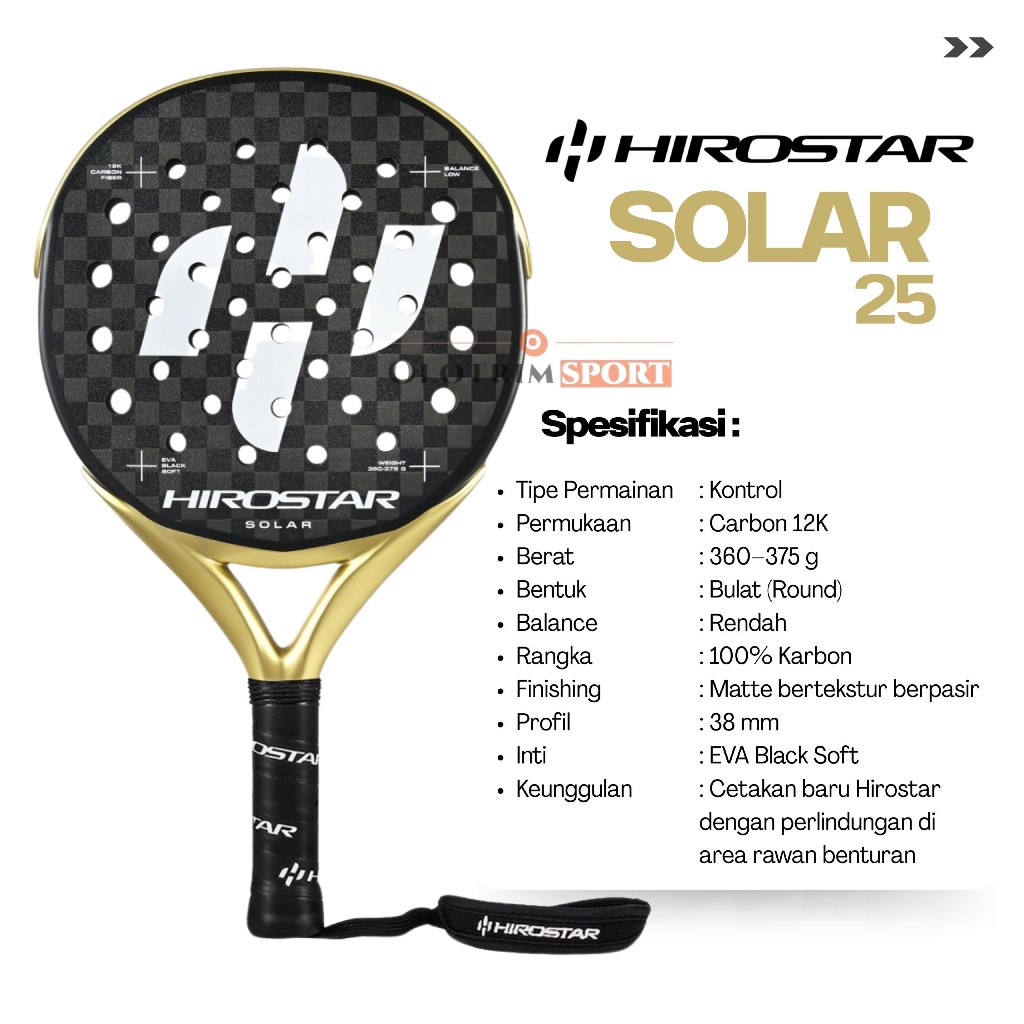 Jual HIROSTAR SOLAR 25 Padel Racket New Raket Original | Shopee Indonesia