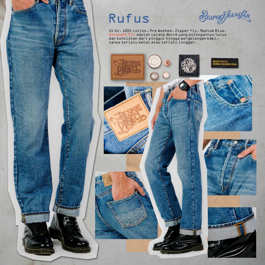 Jual Bespoke Project - Celana Jeans Rufus Straight | Shopee Indonesia