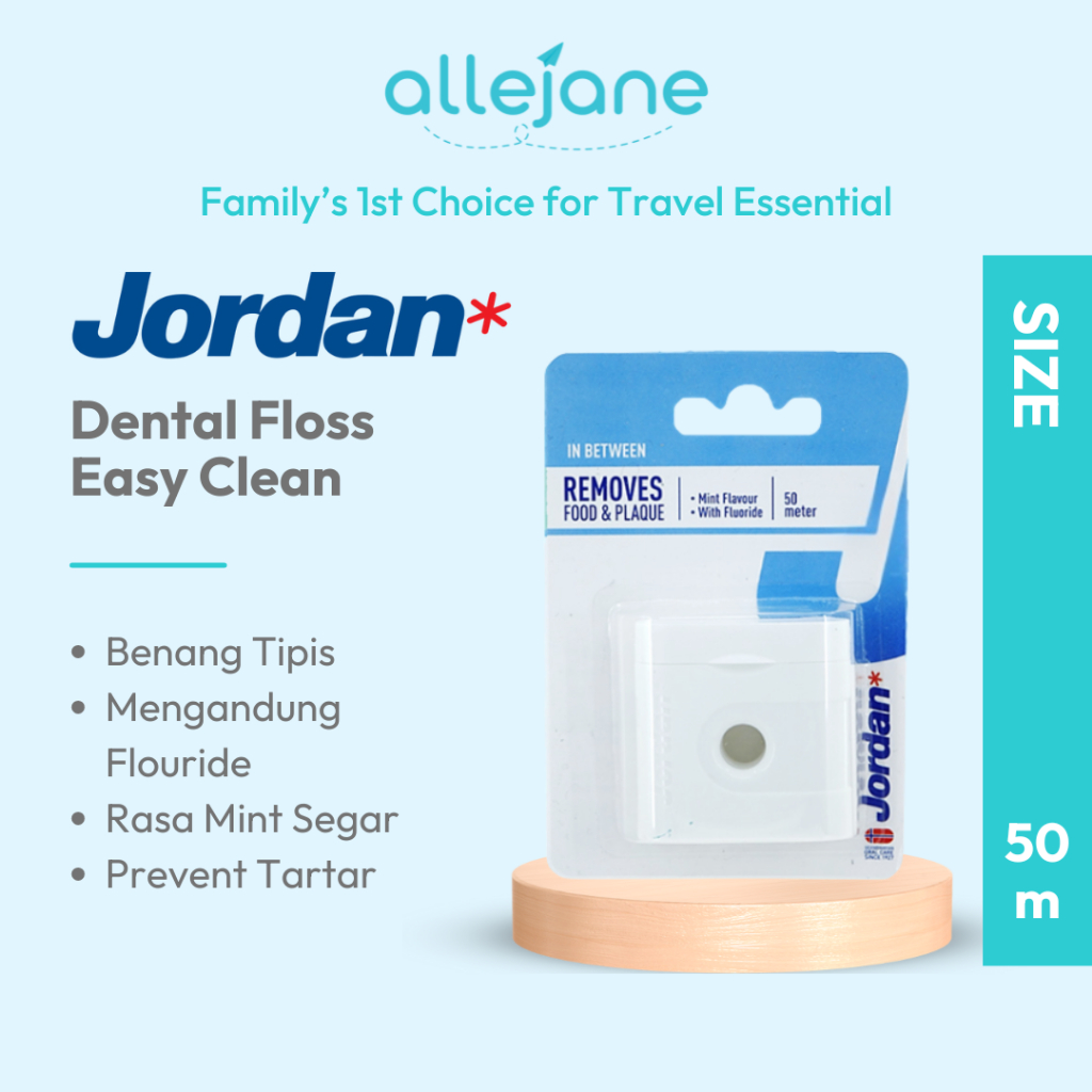 Jual Jordan Dental Floss Benang Gigi Fluoride Easy Slide / Easy Clean ...