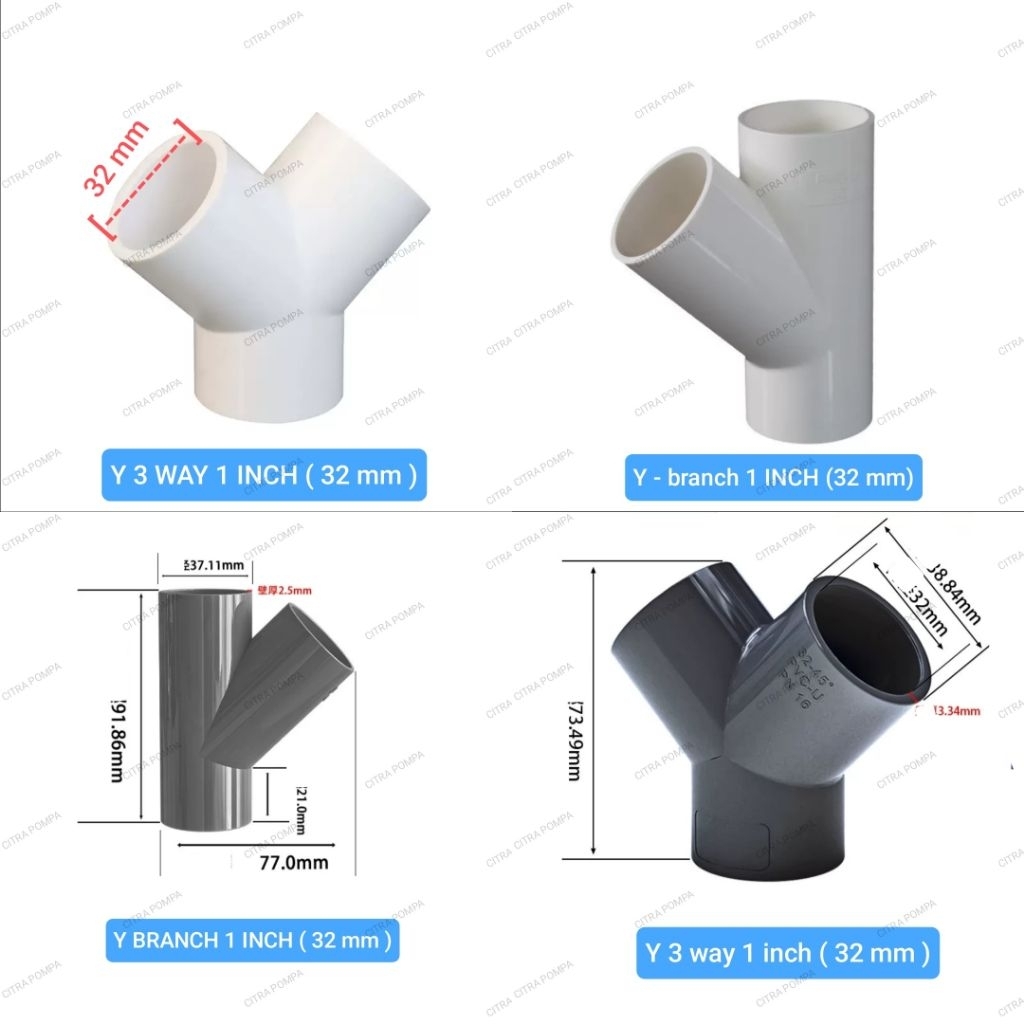Jual Y BRANCH 1 INCH ( 32 mm ) / Y 3 way 1 inch ( 32 mm ) | Shopee ...