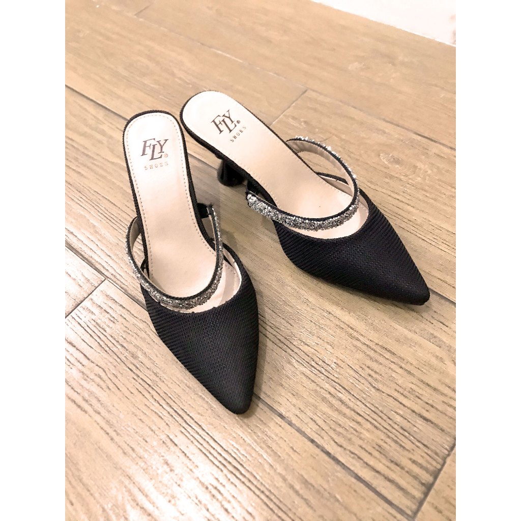 Jual FLY SHOES Cassandra Sepatu Slip On Mule Wanita 7284 in Black Hak 7 ...