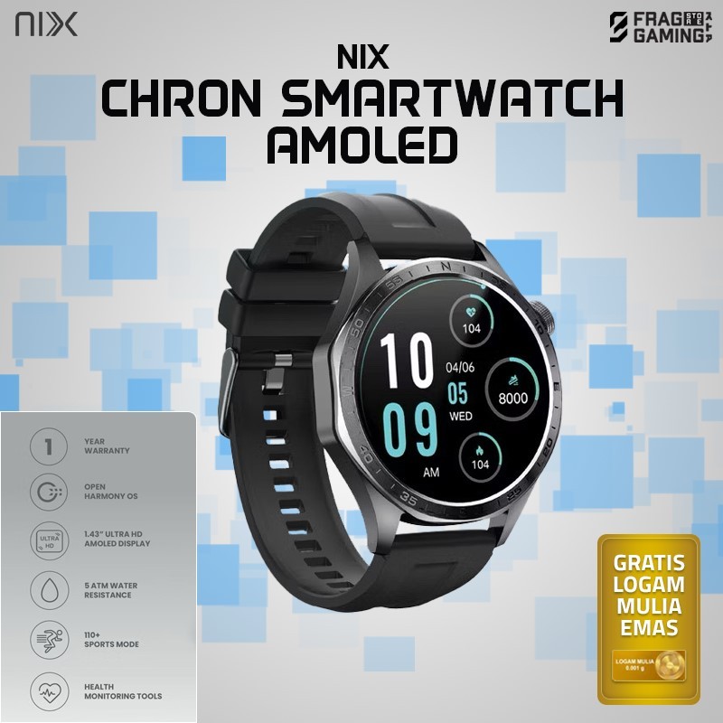 Jual NIX Chron Smartwatch AMOLED Display Smart Watch Bluetooth Calling ...