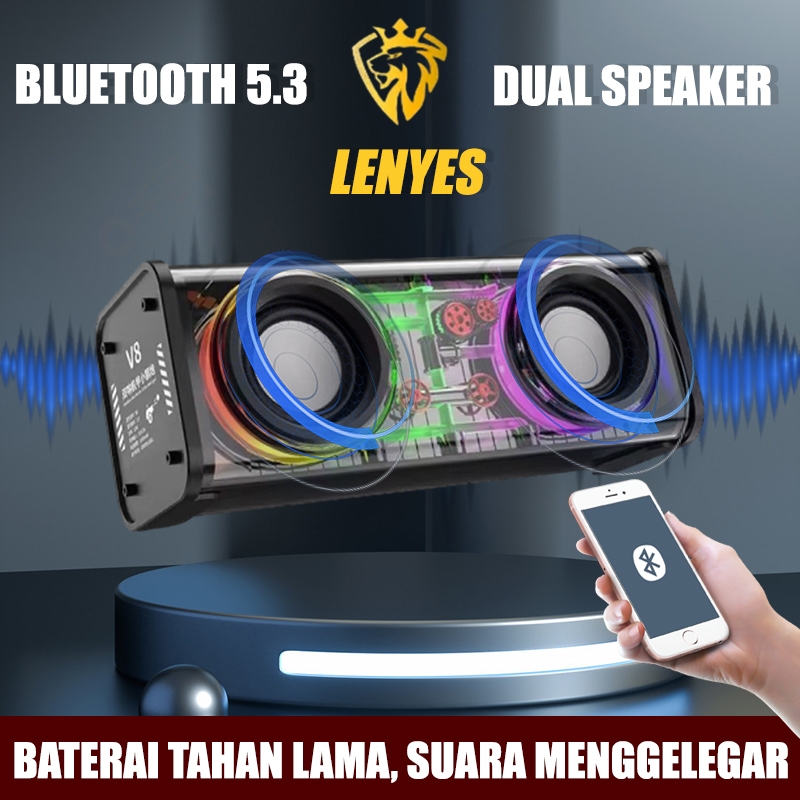 Jual LENYES Transparent RGB Bluetooth Speaker - 12W Portable Wireless ...