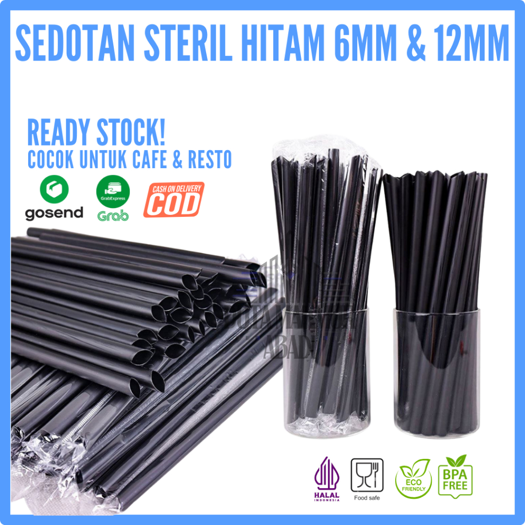 Jual [250pcs] Sedotan Hitam Steril 620 Isi 250pcs | Sedotan Es Teh Solo ...