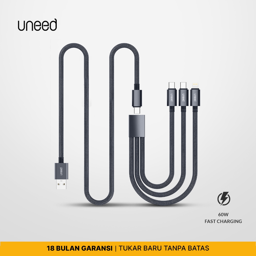 Jual UNEED Kabel Data 5 in 1 60W Fast Charging Detachable USB Data ...