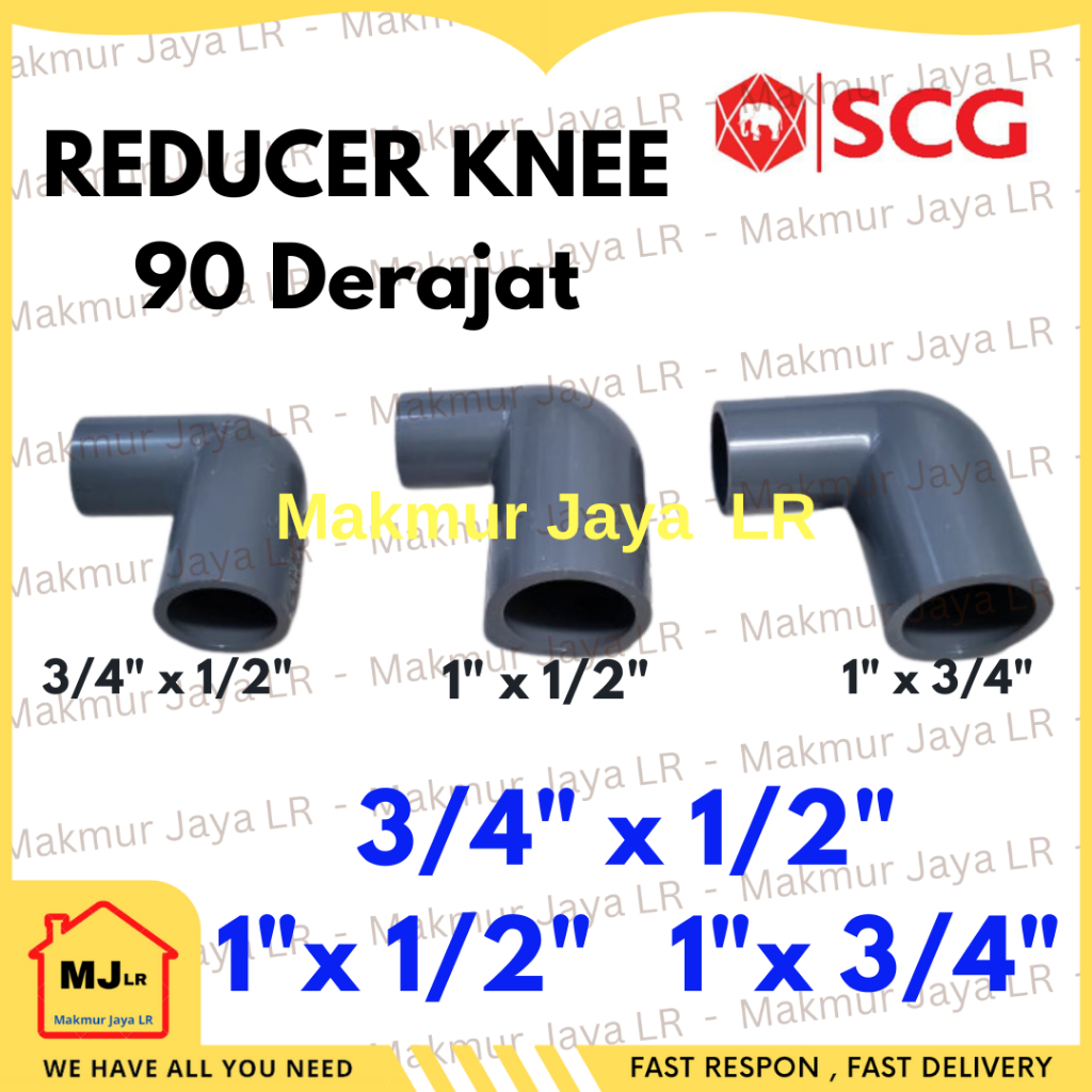 Jual Reducing Elbow 3/4x1/2 1x1/2 1x3/4 inch PVC AW SCG Reducer Knee ...