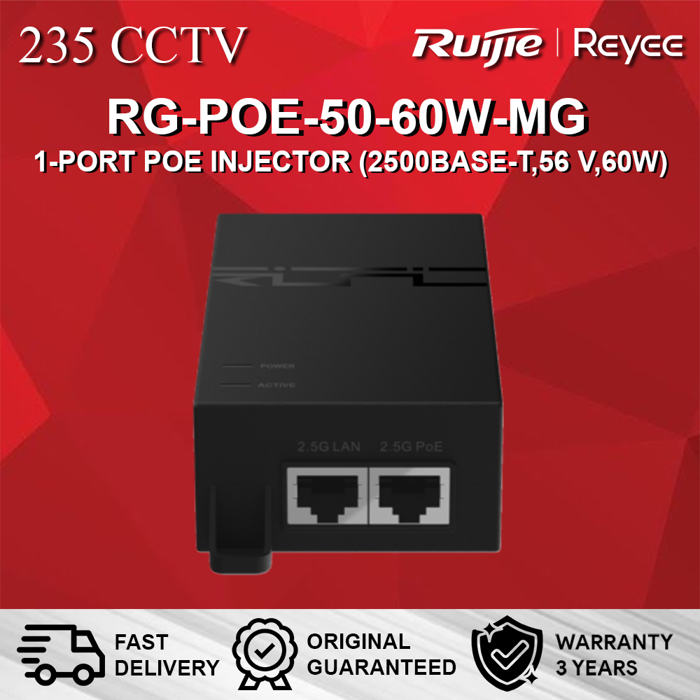 Jual RUIJIE REYEE RG-POE-50-60W-MG 1-PORT POE INJECTOR (2500BASE-T,56 V ...