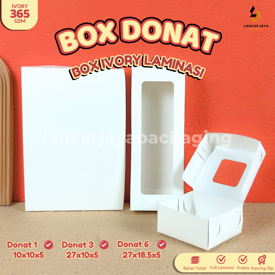 Jual Box Donat Ivory Putih Polos Window Laminasi Kemasan Kue Pie ...