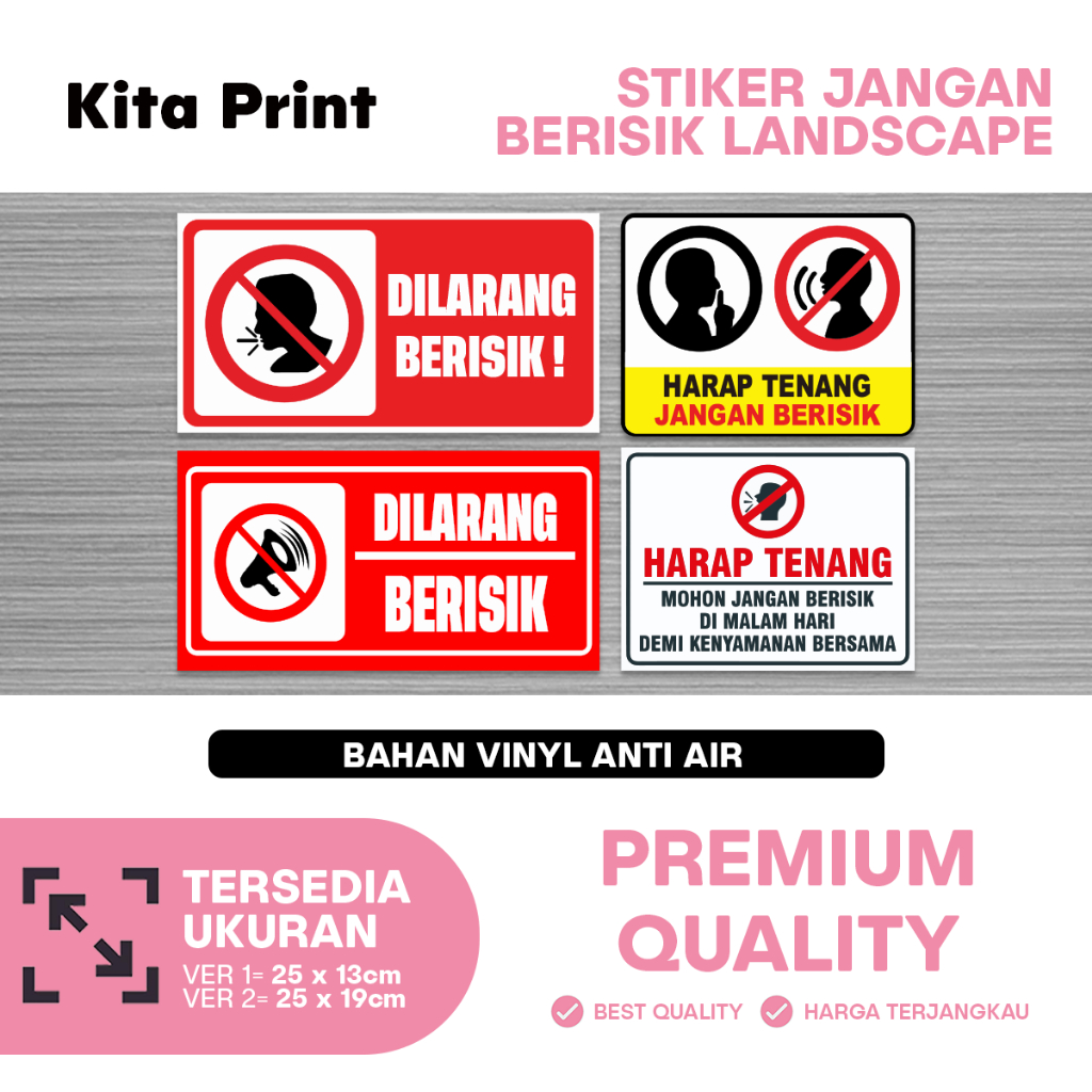 Jual Custom Stiker Dilarang Berisik Cetak Sticker Kantor Tempelan ...