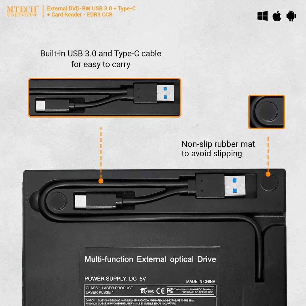 Jual MTECH DVD RW External Type C USB 3.0 Card Reader Slim Portable ...