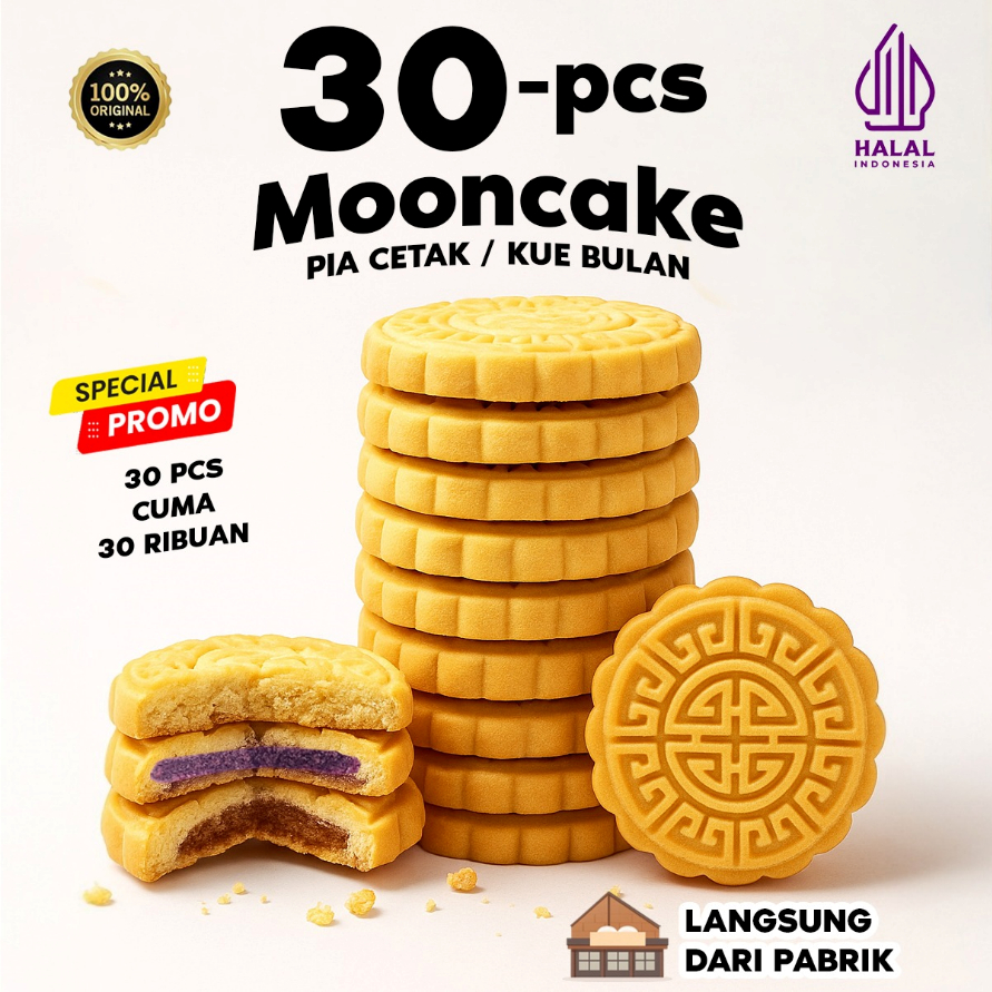 Jual 30 PCS MOONCAKE PIA BULAN PIA PULEN ATAU KUE BULAN BAKPIA BULAN ...