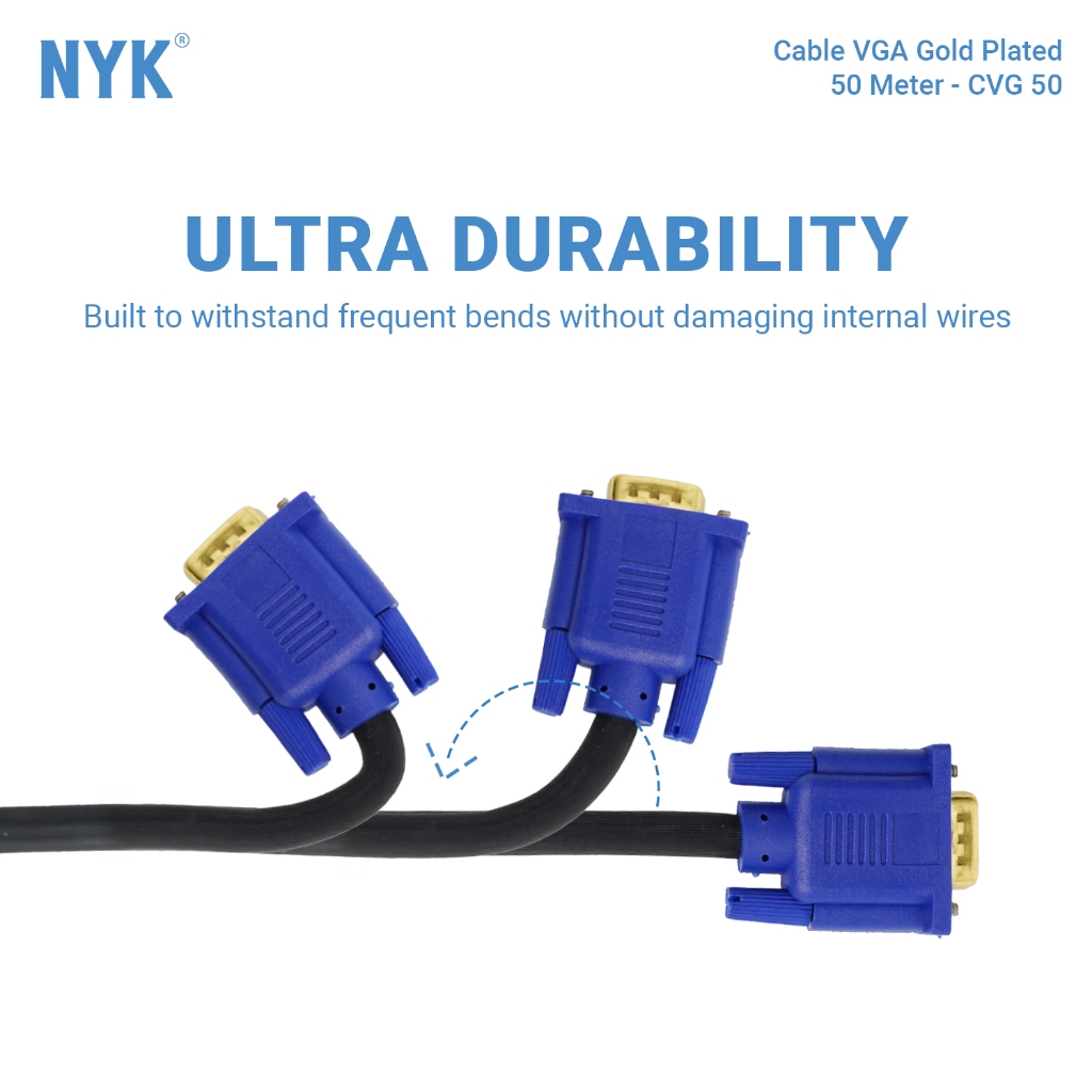 Jual NYK Cable VGA Gold Plated 50 Meter (CVG 50) - Kabel Proyektor & Monitor PC | Shopee Indonesia