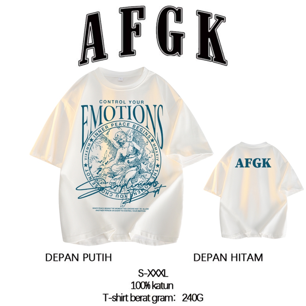 Jual Kaos Putih AFGK 240G - "CONTROL YOUR EMOTIONS" dengan Desain ...