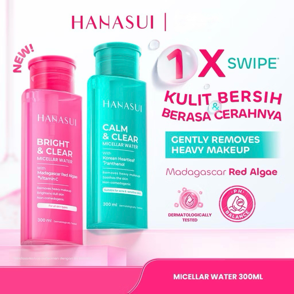 Jual Hanasui Micellar Water Bright & Clear | Calm & Clear Lembut untuk ...
