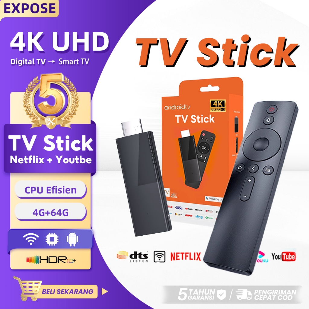 Jual TV Stick Digital TV Jadi Smart TV Netflix/Youtube Ram 4G Rom 64G ...