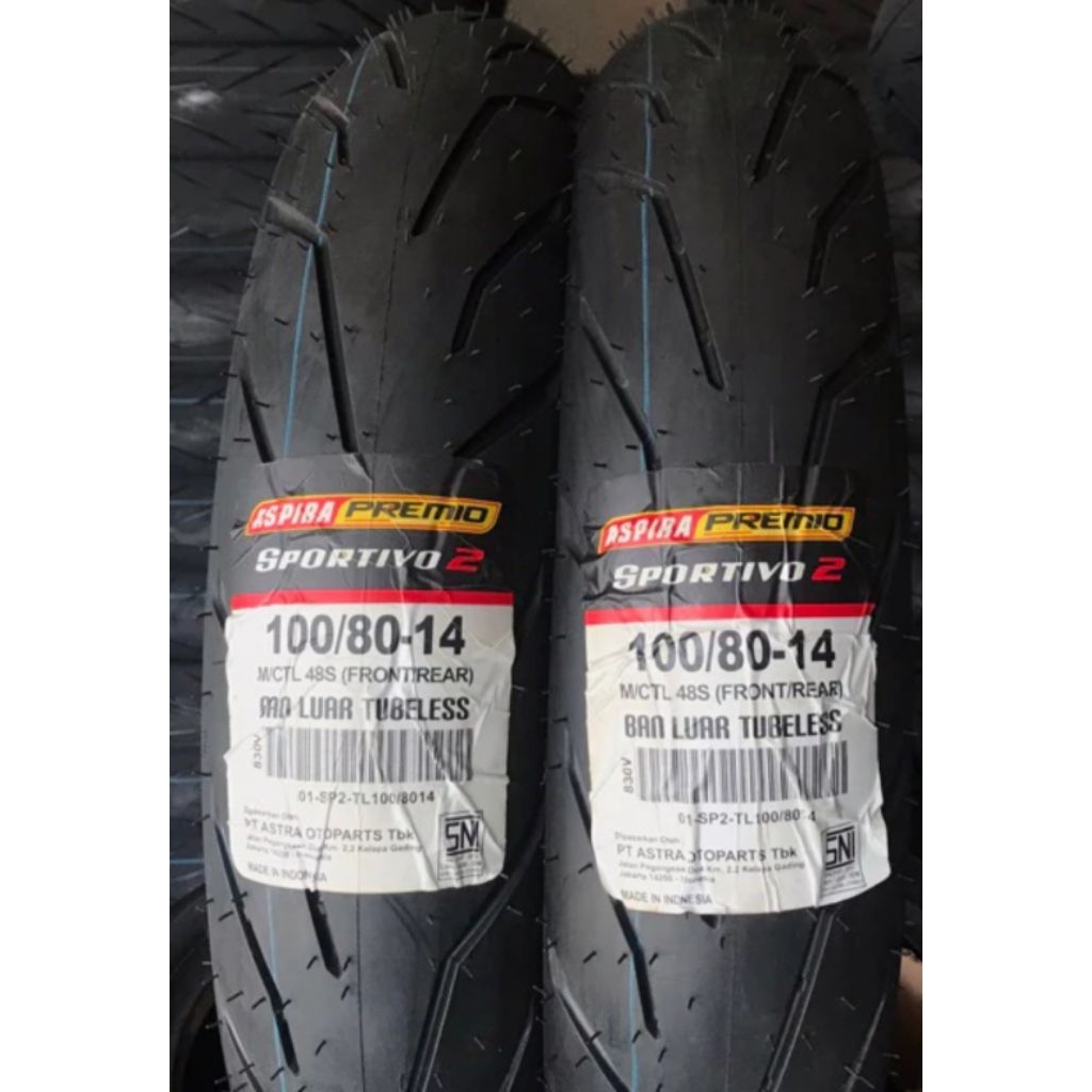 Jual BAN Aspira Sportivo 2 ring 14 90/80-14 100/80-14 semi soft ban MATIC | Shopee Indonesia