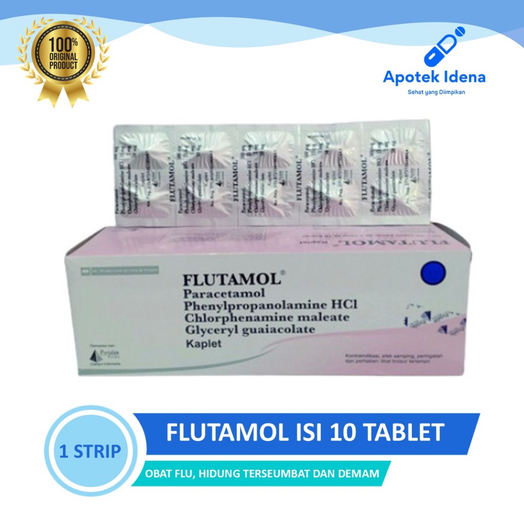 Jual FLUTAMOL TABLET PERSTRIP ISI 10 TABLET Obat Demam Batuk Pilek Flu ...