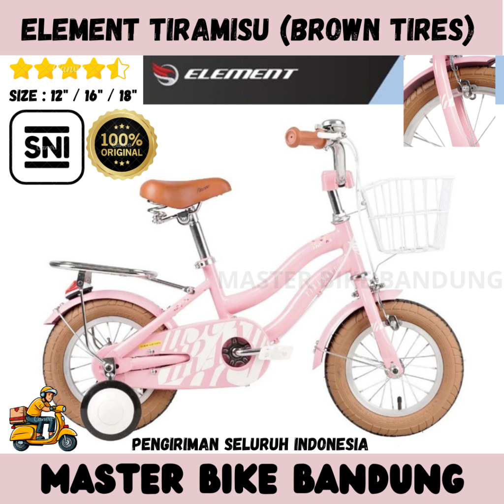 Jual Sepeda Anak Perempuan Kids Bike ELEMENT TIRAMISU (Brown Tires) Ukuran 12 16 18 Inch Usia 2 ...