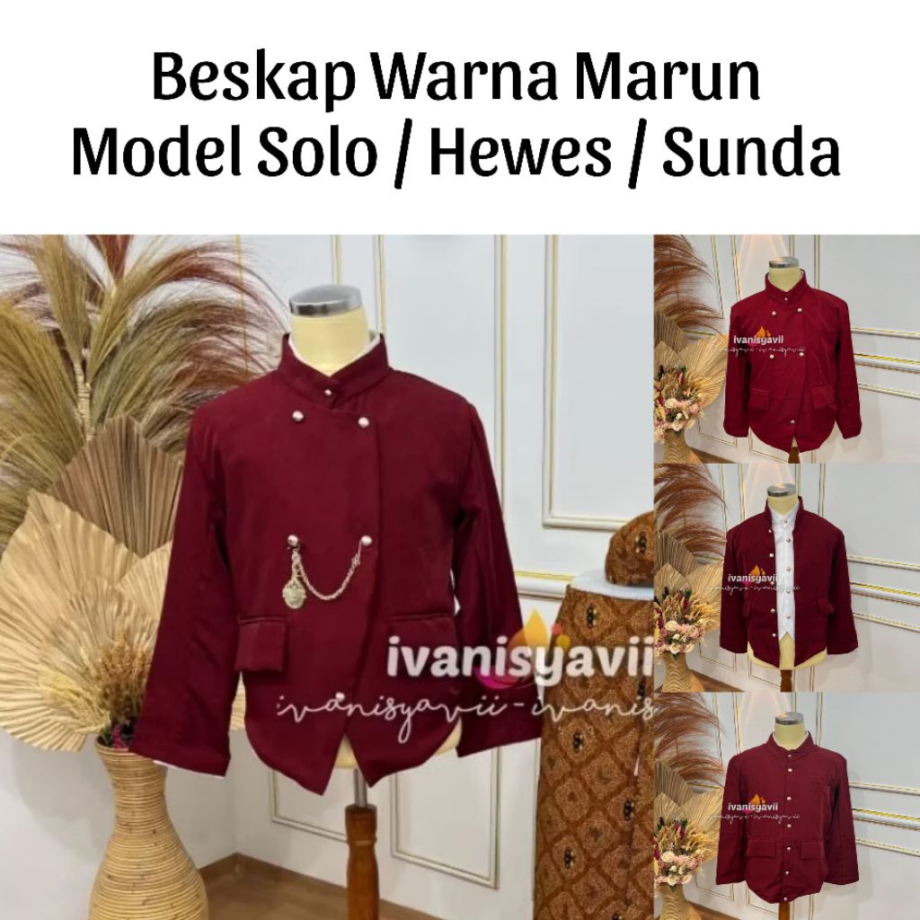 Jual Beskap - Warna Marun | Beskap Hewes/ Solo / Sunda | Shopee Indonesia
