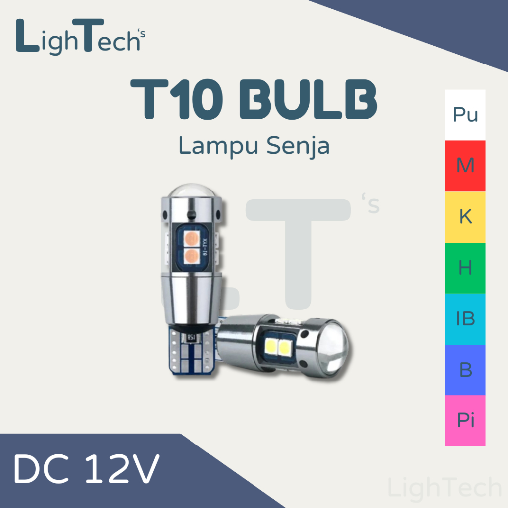 Jual Lampu LED T10 10 SMD Bulb 12V W5W 3030 Canbus Projector Lampu ...