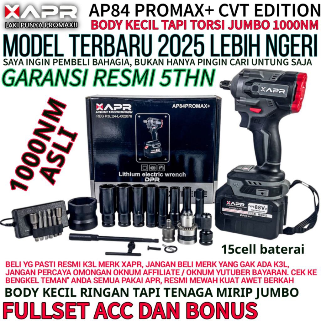 Jual APR RAJA BOR IMPACT WRENCH AP84PROMAX+ CVT EDITION 1000NM BODY ...