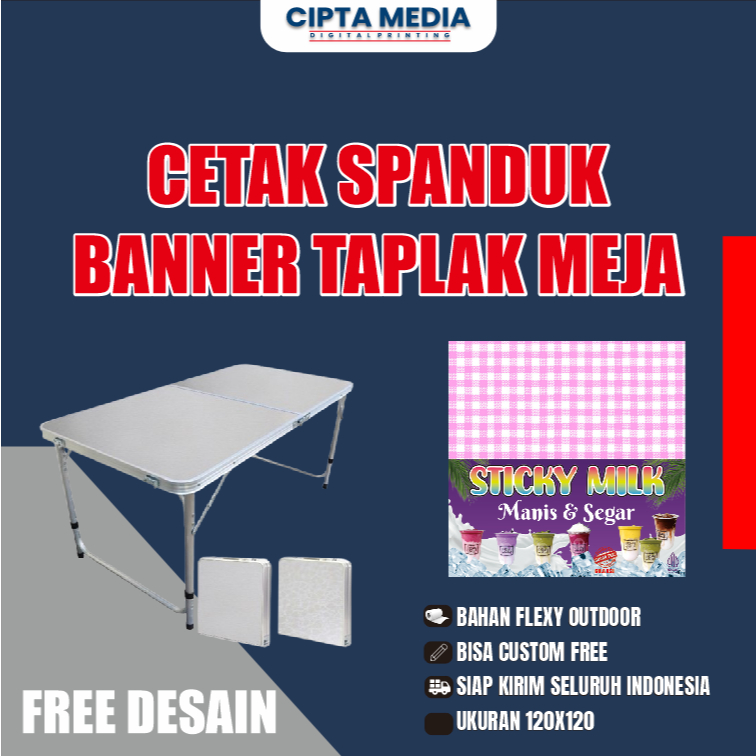 Jual CETAK SPANDUK BANNER TAPLAK MEJA LIPAT MURAH - BISA COD - FREE ...