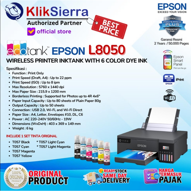 Jual EPSON & L8050 L-8050 A4 WiFi & L18050 L-18050 Wireless WiFi A3 ...