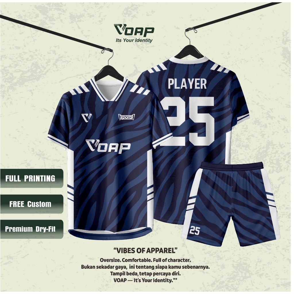 Jual Jersey Futsal / Bola Full Printing Custom Nama & Nomor Dry Fit ...