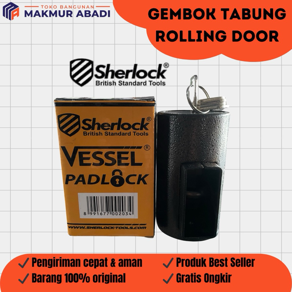 Jual Gembok tabung vessel sherlock / gembok pintu harmonika | Shopee ...