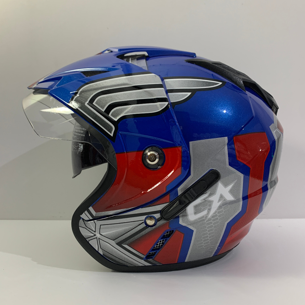 Jual Helm CRX Arrow-2 (Two) Captain Biru Glossy - ORI Double Visor ...