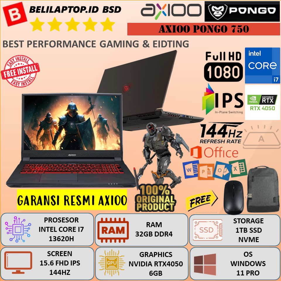 Jual Laptop Gaming Axioo Pongo 750 Inttel Core i7 13620H RAM 32GB 1TB ...