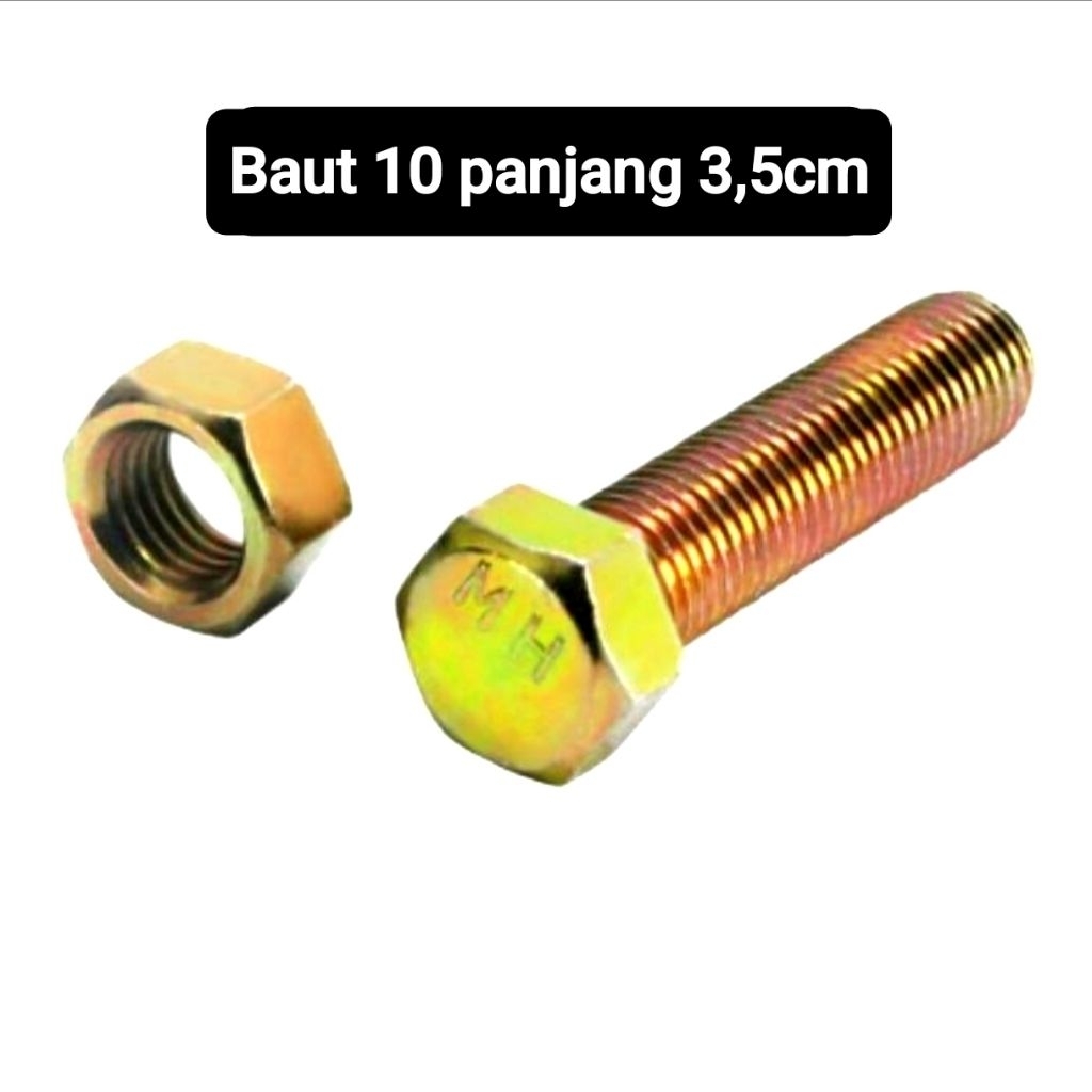 Jual Baut Kunci 10 Panjang 3,5CM / Baut Mur Kuning Panjang 3,5CM Kunci ...