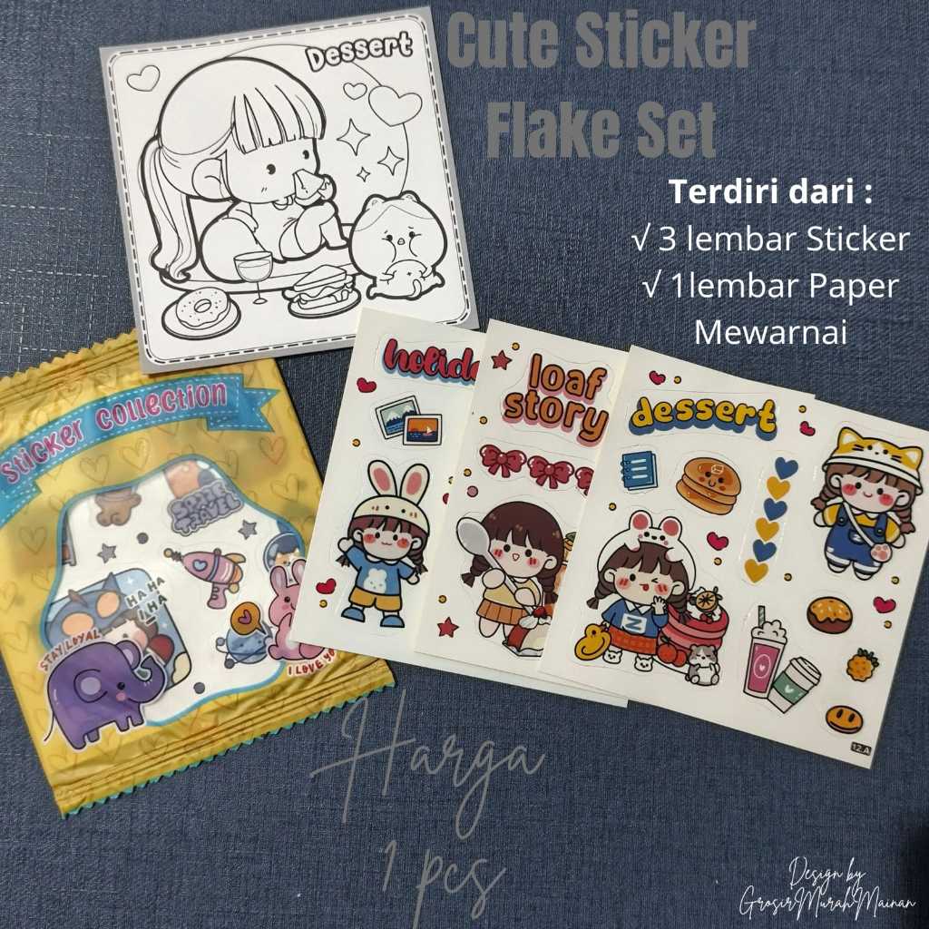 Jual GROSIR MAINAN CUTE STICKER FLAKE SET STICKER MOMO AND FRIENDS ...