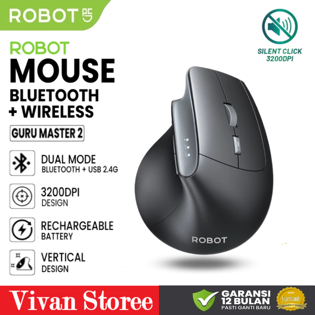 Jual ROBOT Guru Master 2 Mouse Vertikal Dual Mode Bluetooth and ...