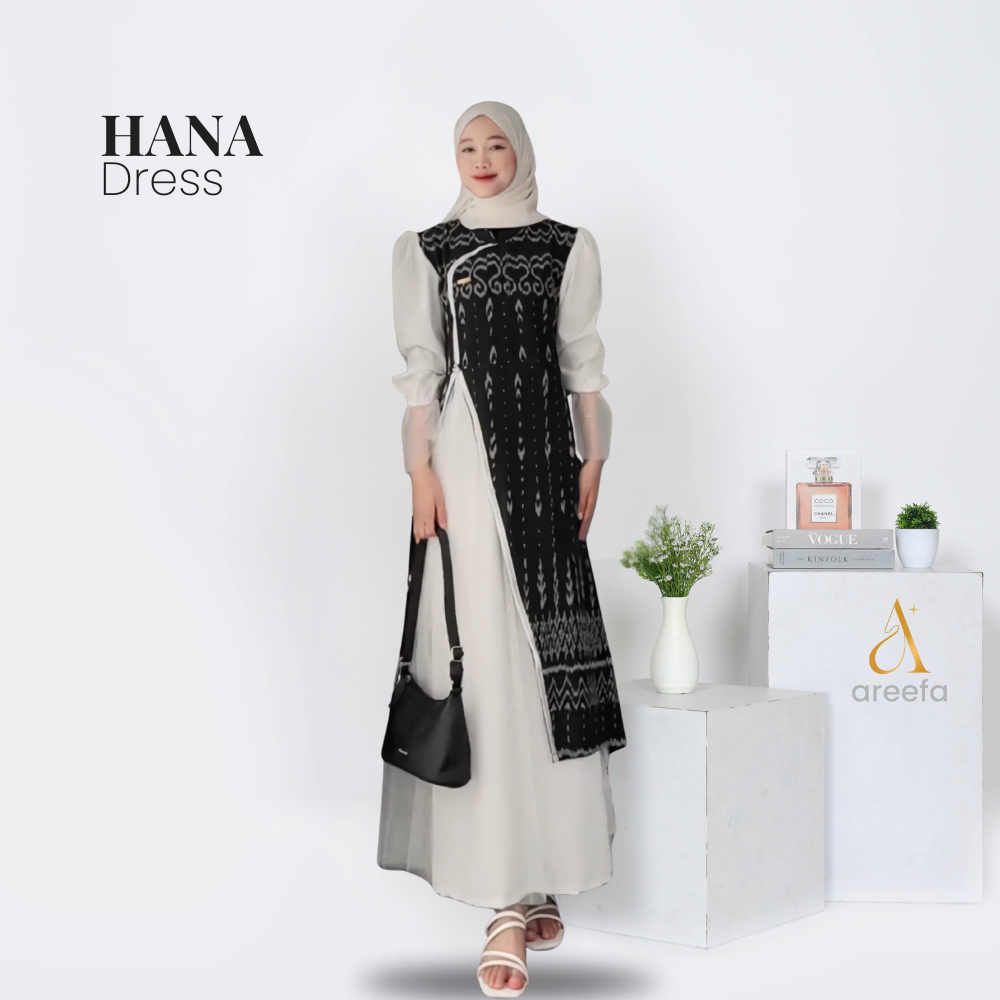 Jual Areefa - HANA Dress Gamis Tenun Etnik Kombinasi Katun Tile Premium Wanita Remaja Kondangan ...
