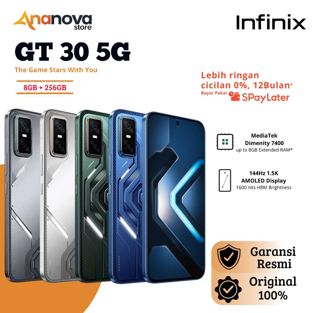 Jual Infinix GT 30 5G 8/256GB MediaTek Dimensity 7400 5G Pro Gamers ...